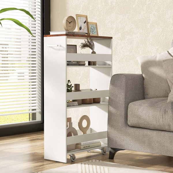 Ebern Designs 4-tier Rolling Storage Cart 8" Slim Kitchen Cart On ...