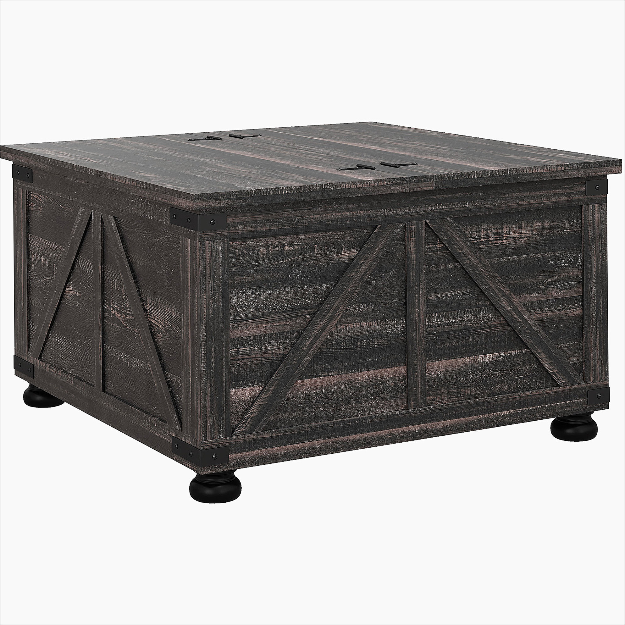 August Grove® Farmhouse Coffee Table with Storage, Large Square Coffee ...