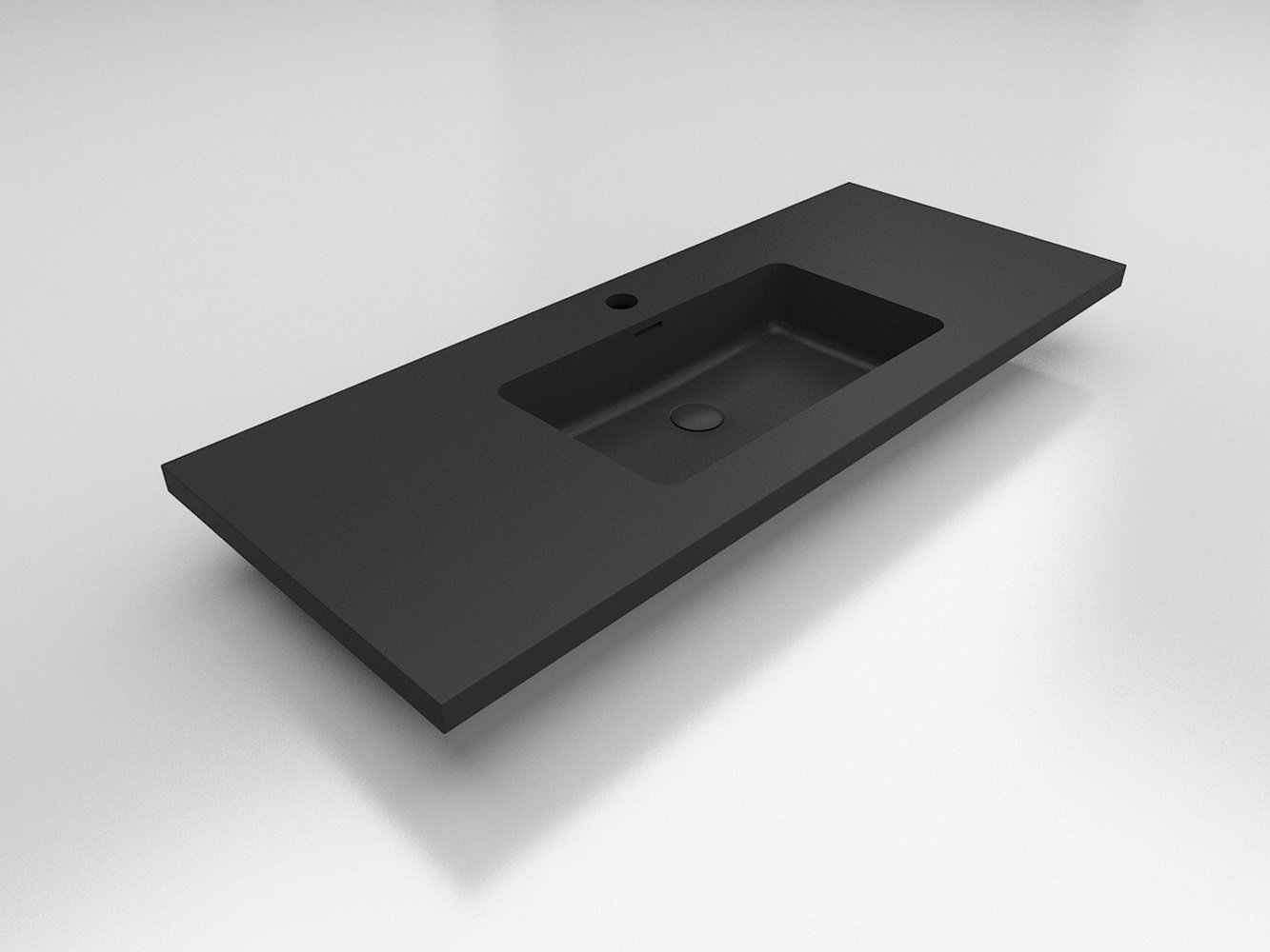 Alma Moore47" Matte Black Polymarble Rectangular integrated Bathroom ...