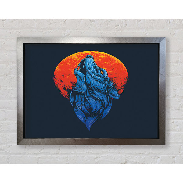 Bright Star Wolf Howl Orange Moon - Print | Wayfair.co.uk