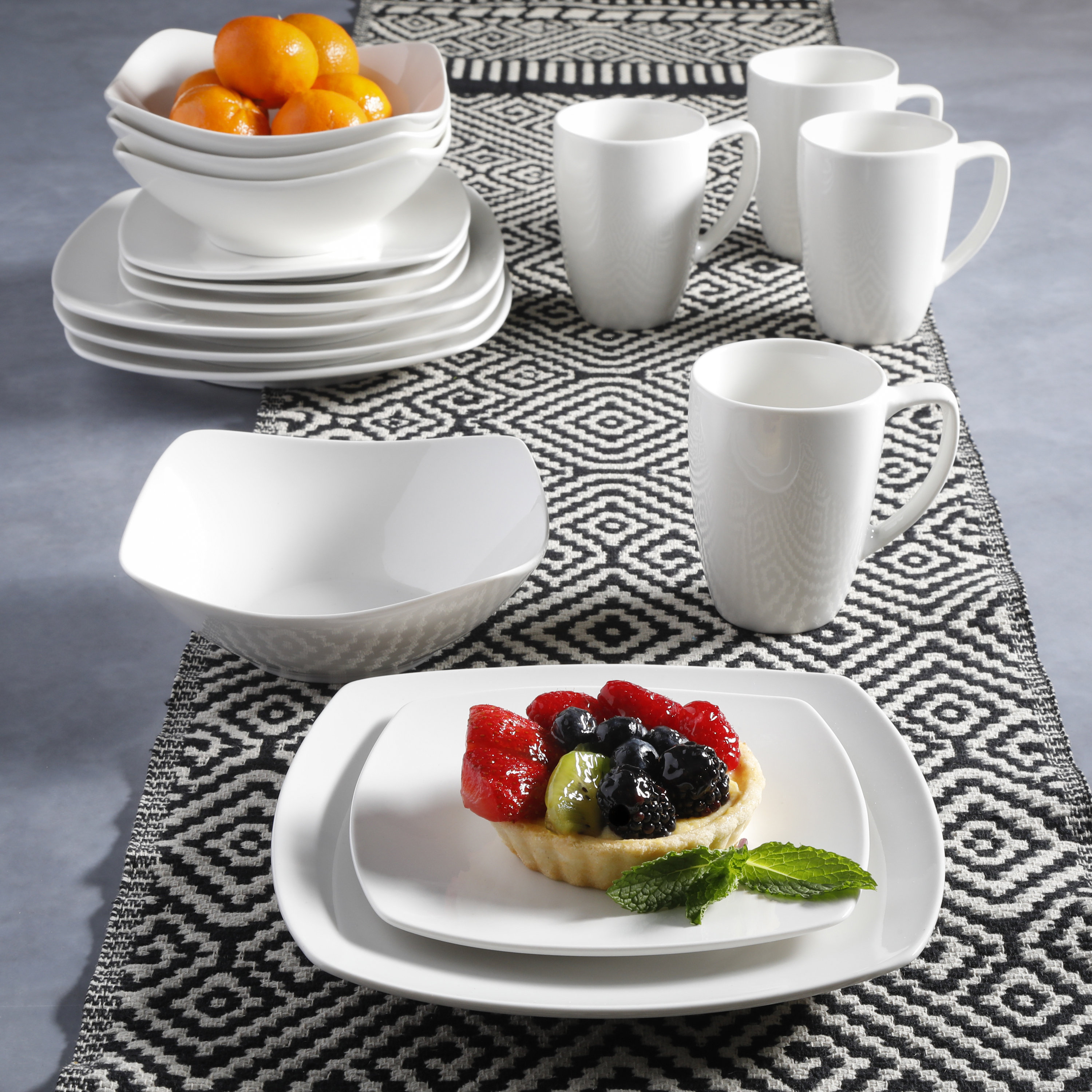 Gibson Zen Buffetware 16 Piece Dinnerware Set, White & Reviews ...