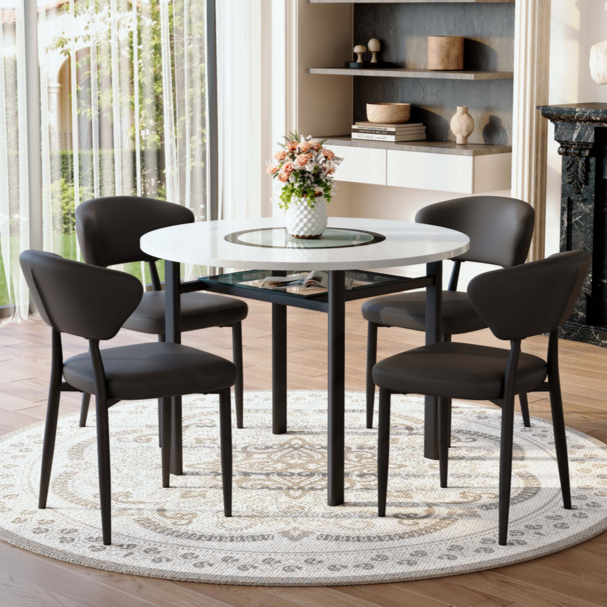 Wrought Studio™ Modern Minimalist Round Dining Table Set With 4 ...