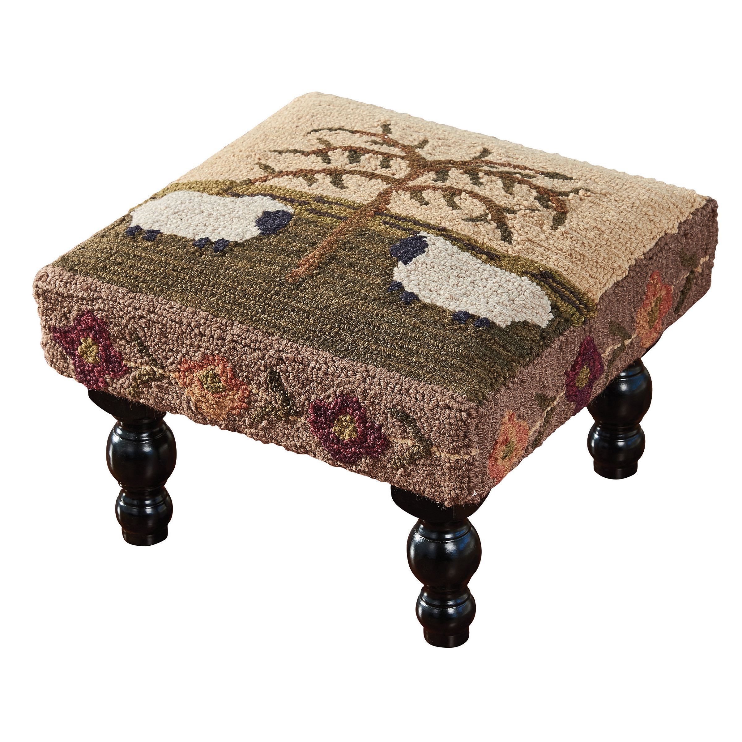 Bungalow Rose Maxtyn Bungalow Rose Willow And Sheep Hooked Stool ...