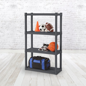 Sterilite 4 Shelf Unit Heavy Duty & Easy to Assemble Plastic Storage ...
