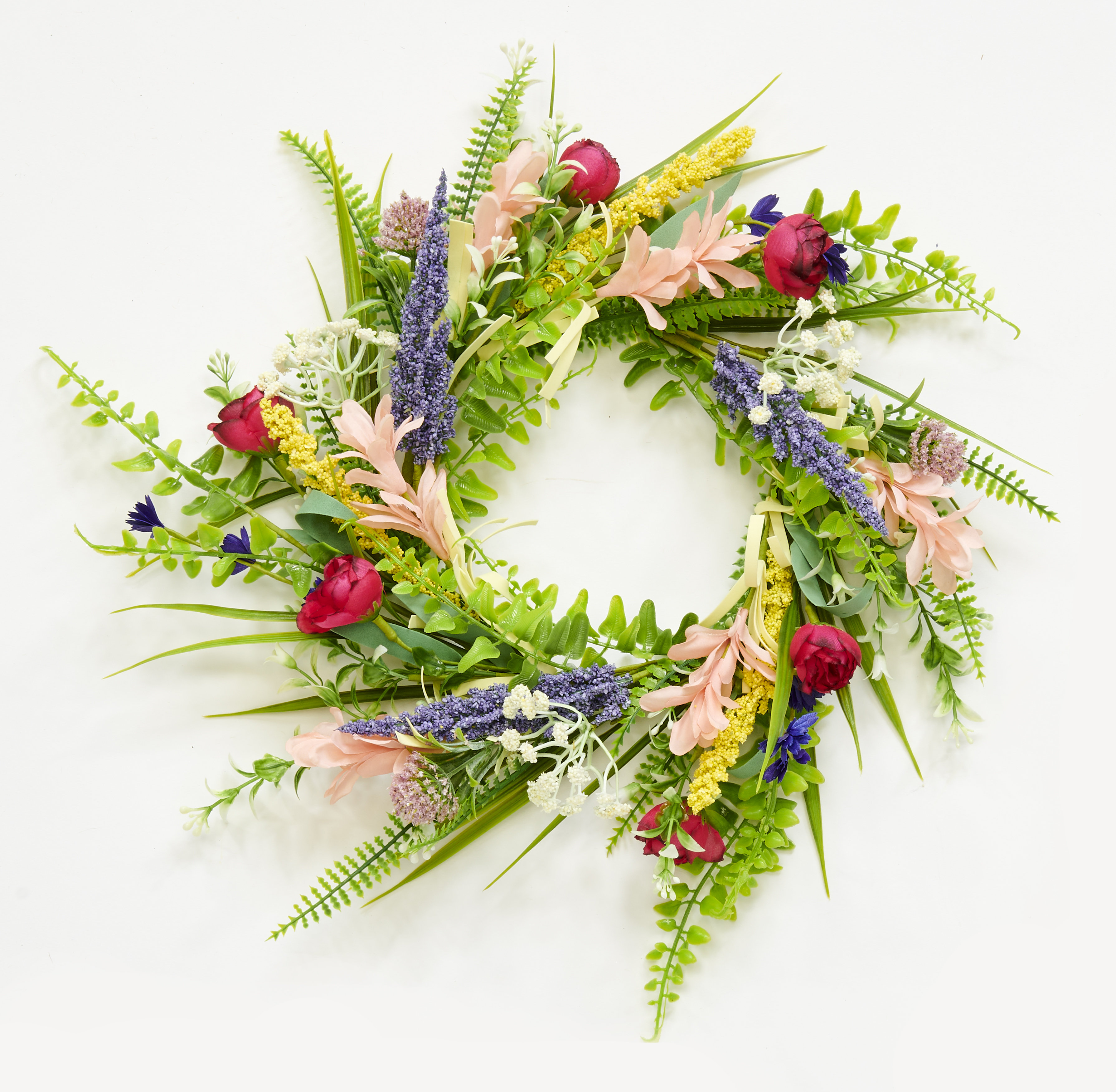 Primrue 18" Wild Artificial Multicolor Spring Flower Wreath - Wayfair ...