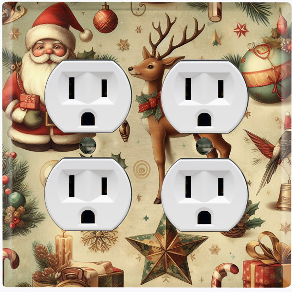 WorldAcc Metal Light Switch Plate Outlet Cover (Christmas Santa ...