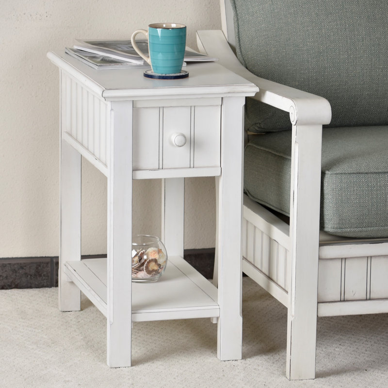 Highland Dunes Kolya Coastal White Solid Wood Chairside End Table | Wayfair