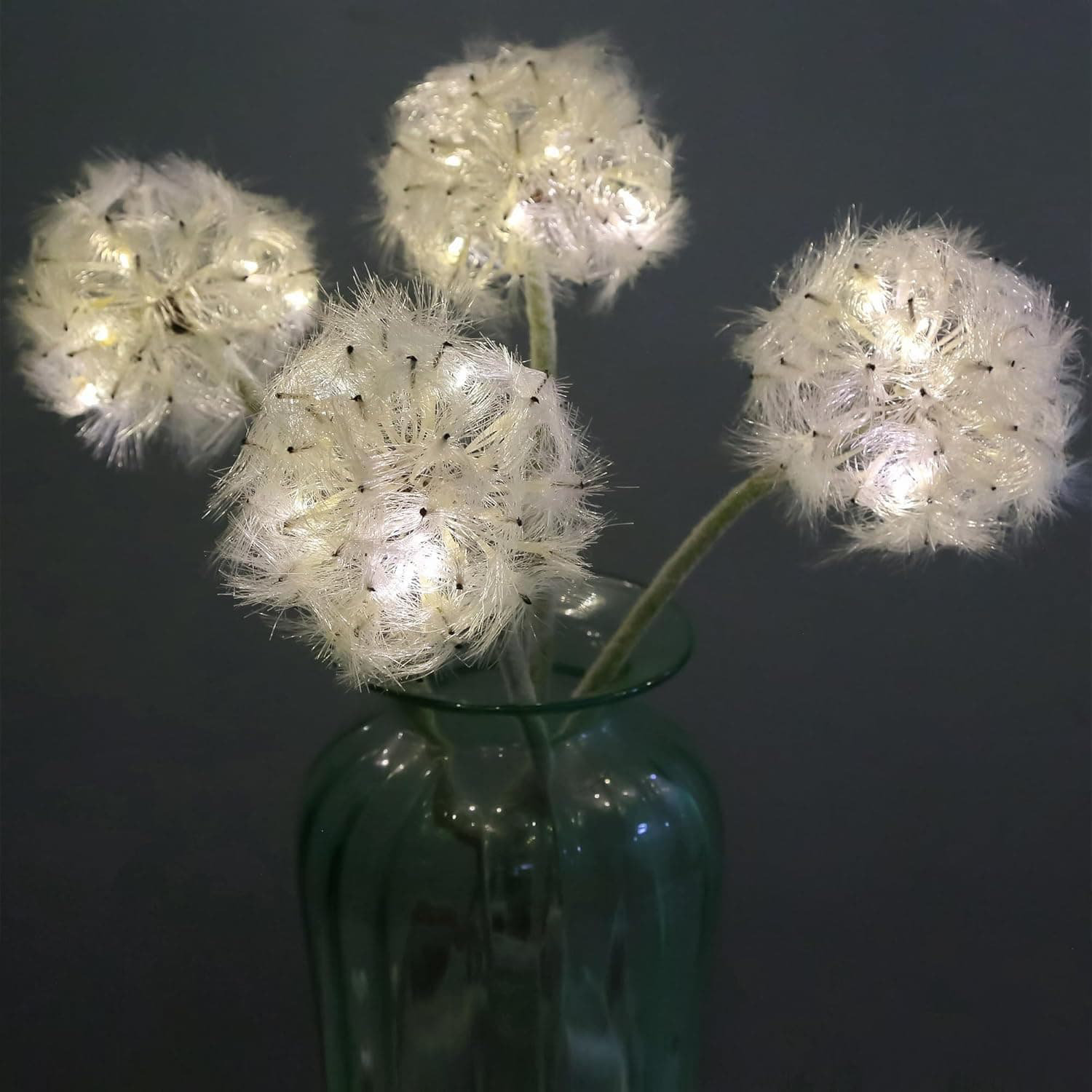 Dakota Fields 4 Pcs White LED Artificial Dandelion Flowers - Charming ...