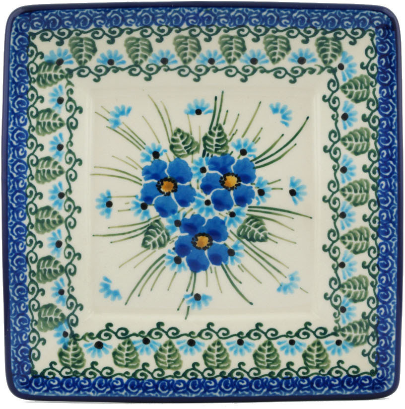 The Holiday Aisle® Rowen Ceramic Square Decorative Plate in Blue/Green ...