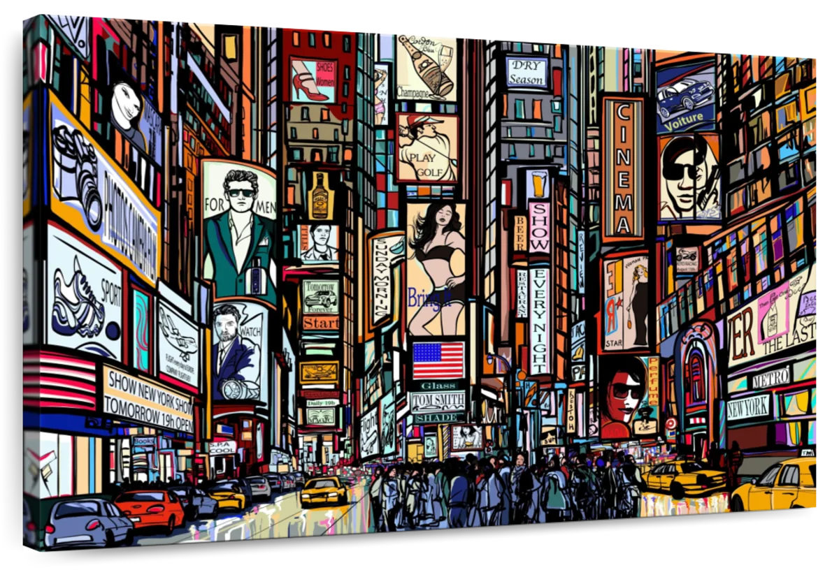 Ebern Designs Ravi Cartoon Times Square | Wayfair