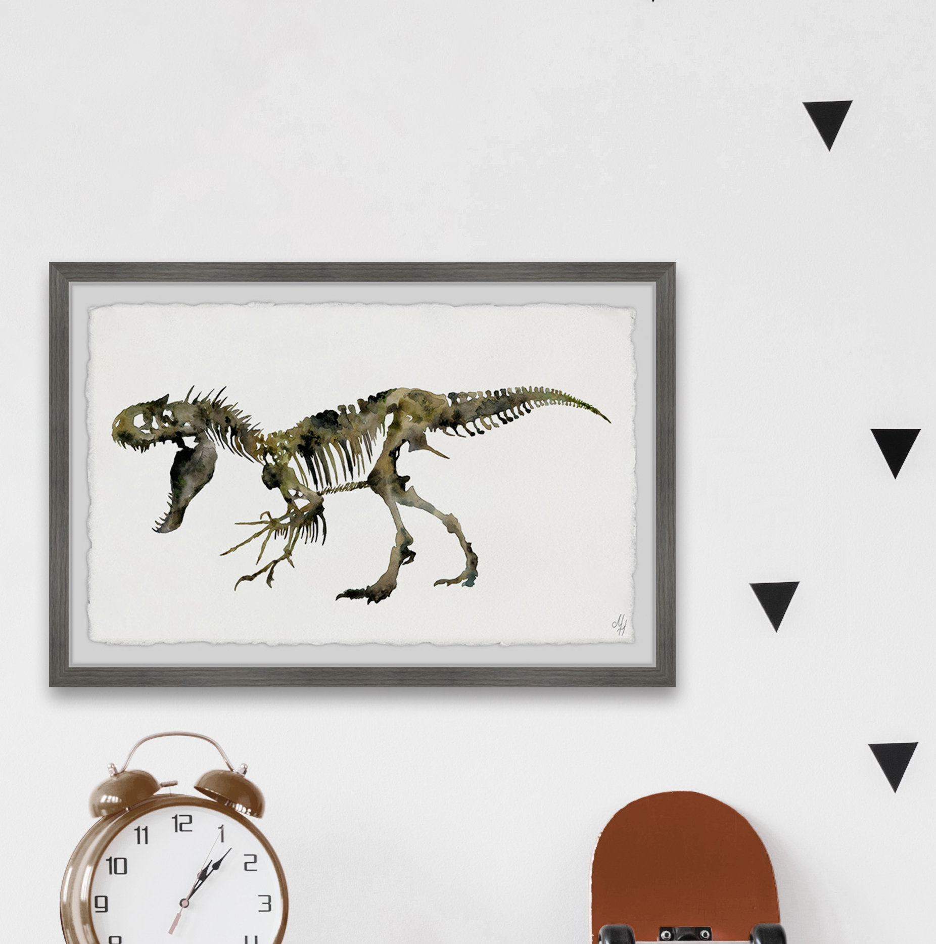 Isabelle & Max™ Riehl Angry T-Rex Skeleton Framed Print | Wayfair