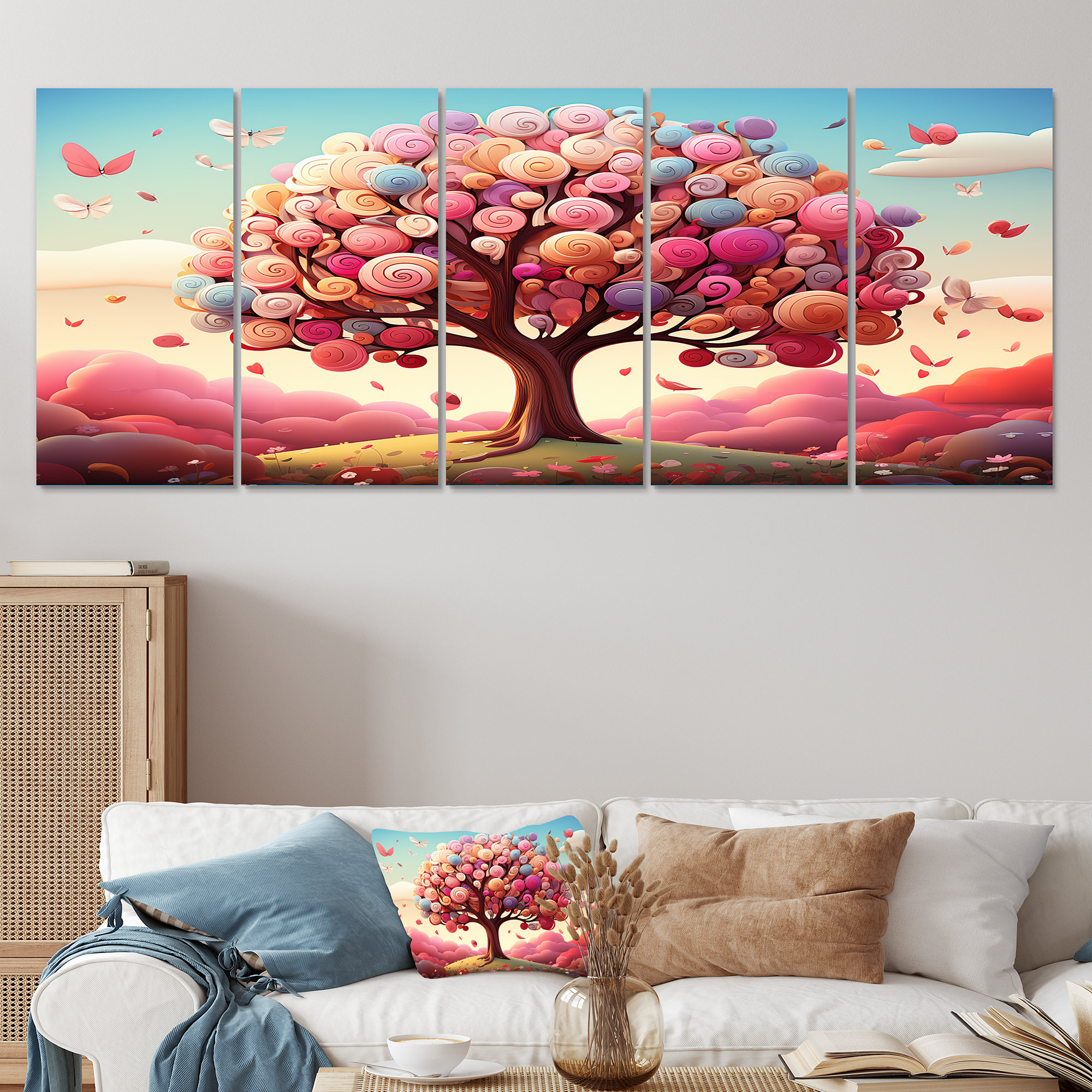 Dakota Fields Popart Pink And Blue Magic Tree - Tree 5 Piece Wall Art ...
