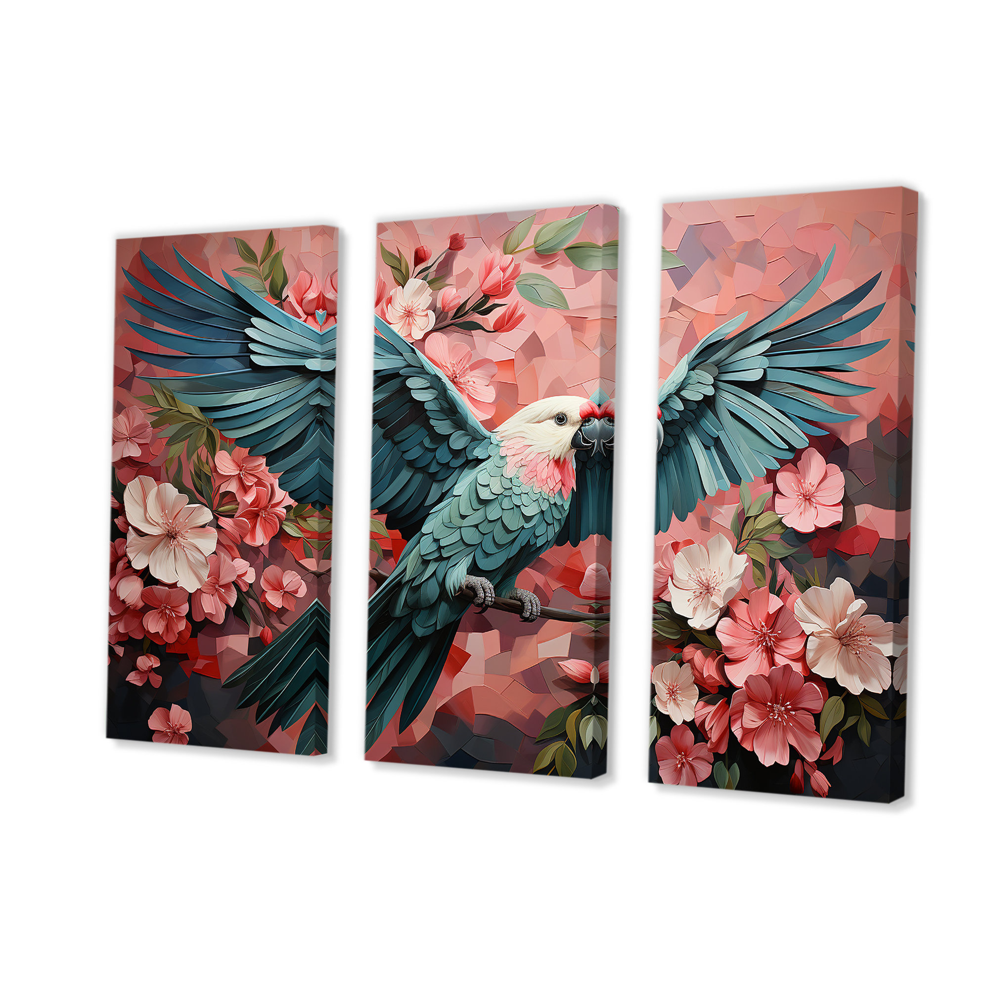 Bay Isle Home™ Blue And Pink Parrot Paradise IV - Parrot Wall Art | Wayfair