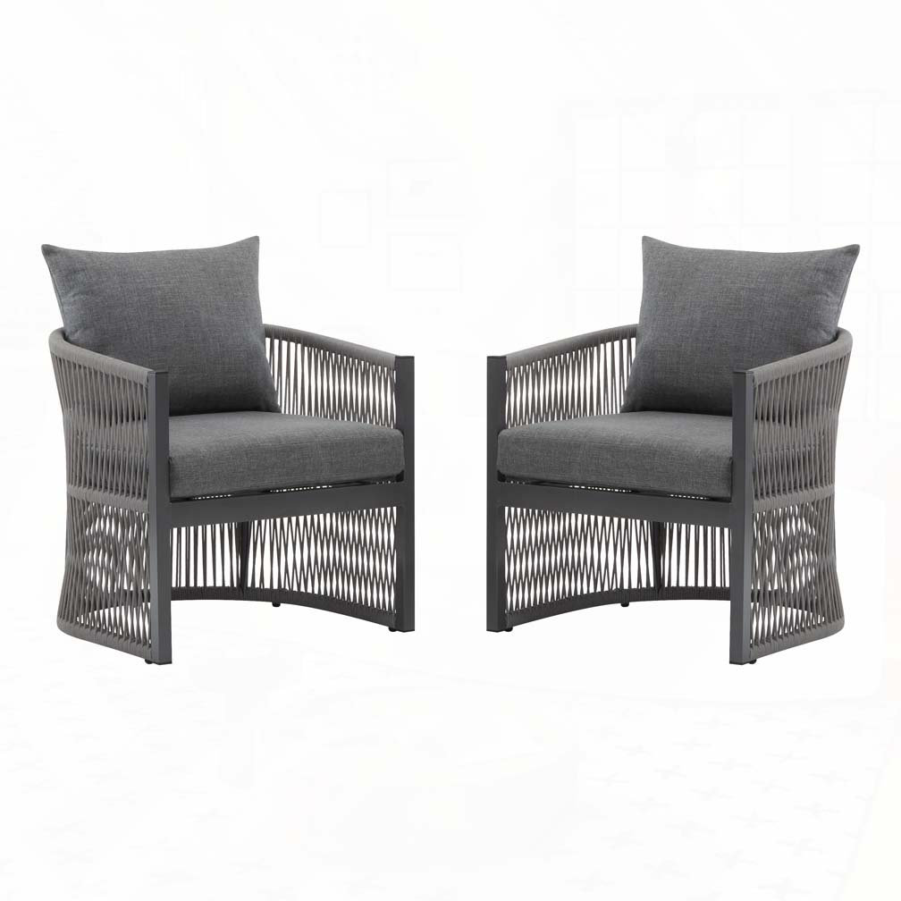 Bayou Breeze Curved Aluminum Lounge Chair with Stylish Rope-Weave ...