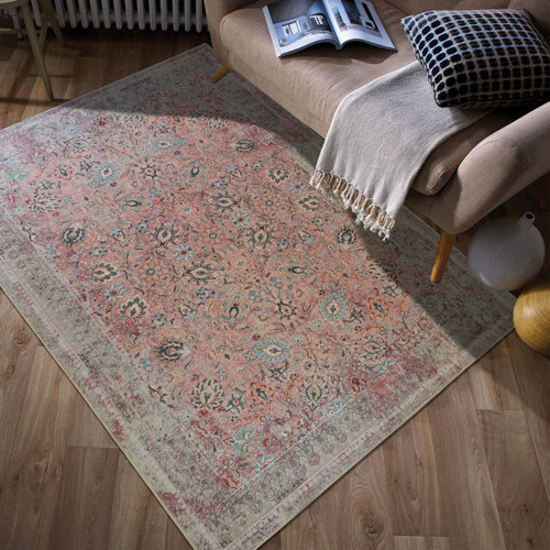 Bloomsbury Market Bagnell Oriental Machine Woven Hand Hooked Pink/Grey ...