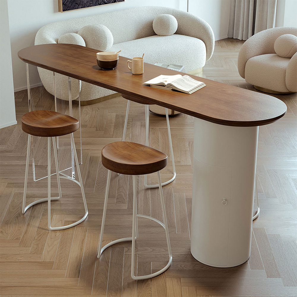 Orren Ellis 2-Person Nut-brown+Clear Oval Solid Wood+Acrylic+Iron Bar ...