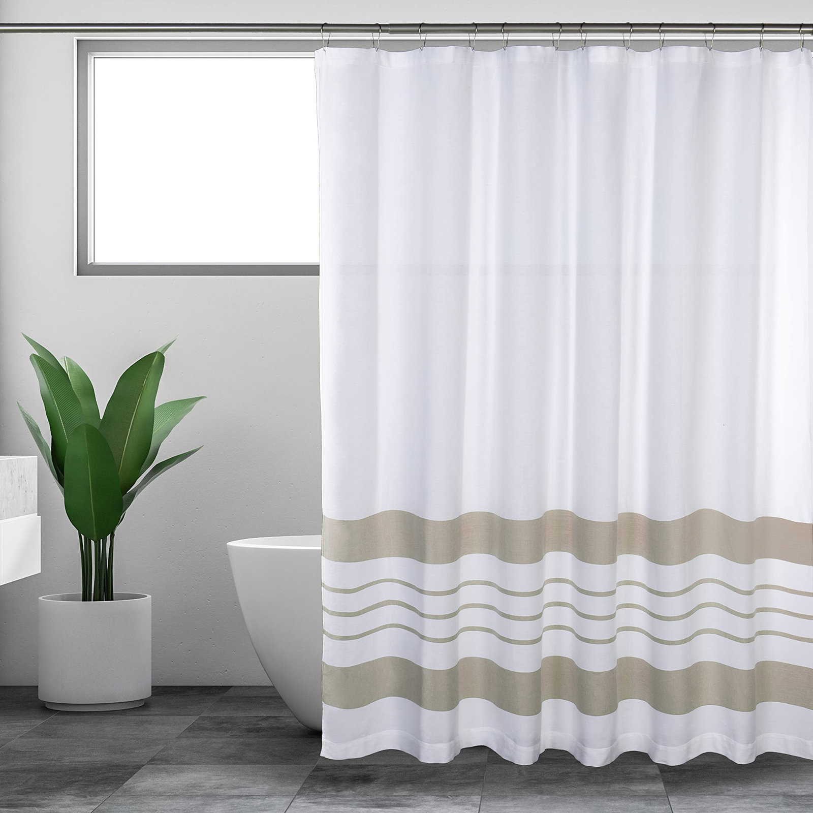 Latitude Run® Bratten Cotton Blend Solid Color Single Shower Curtain ...