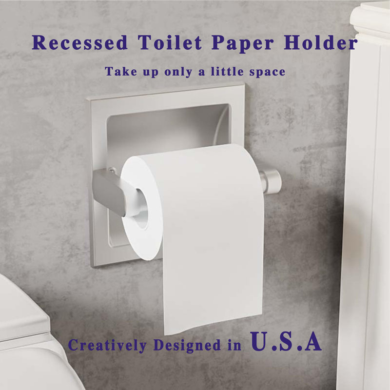 ACTIVE DOOR & WINDOW Brushed Nickel Recessed Toilet Paper Holder ...