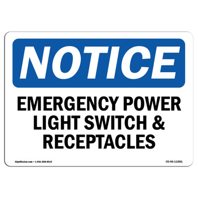 SignMission Emergency Power Light Switch and Receptacles Sign | Wayfair