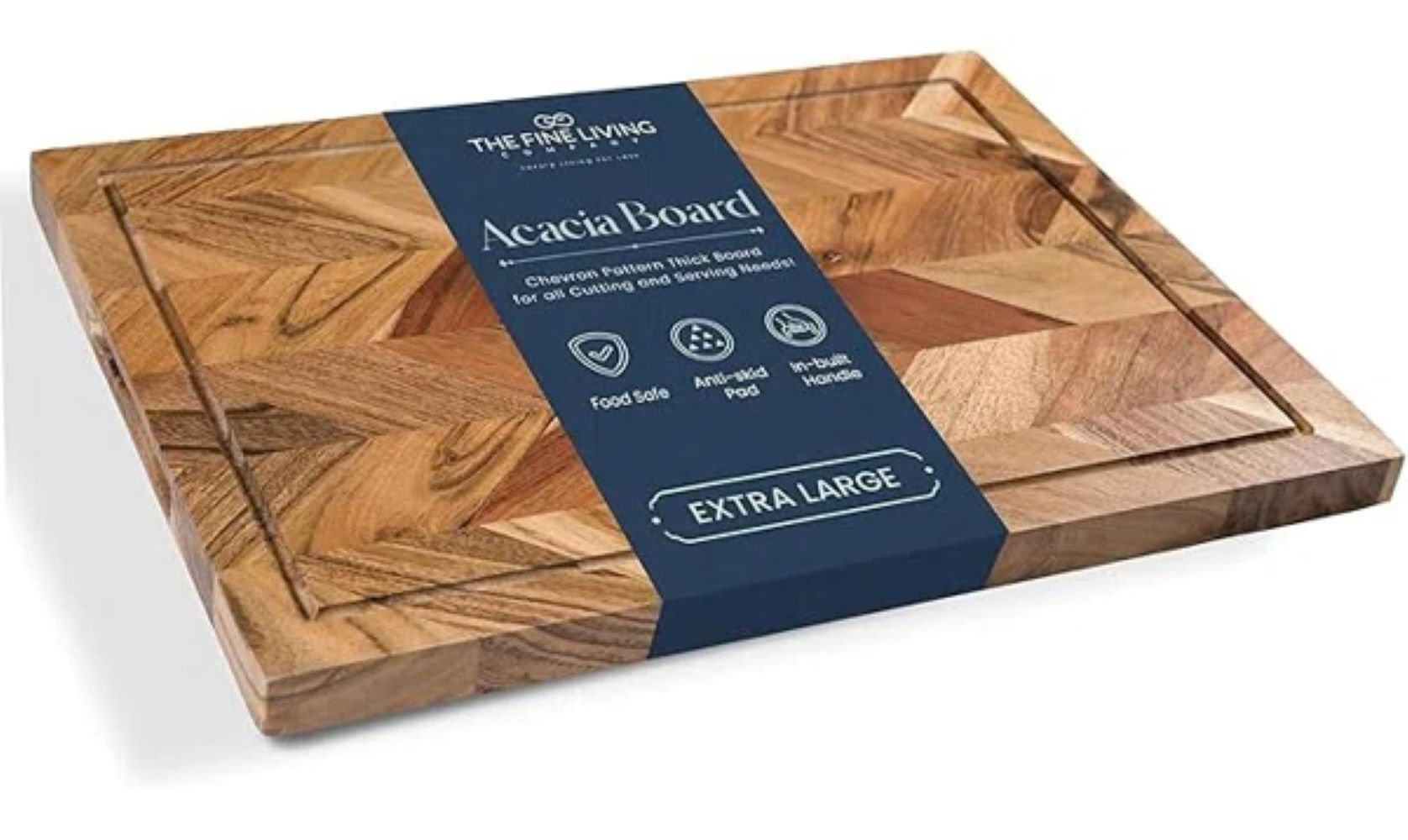 The Fine Living Company Large Cutting Board, Acacia Wood Meat Chopping ...