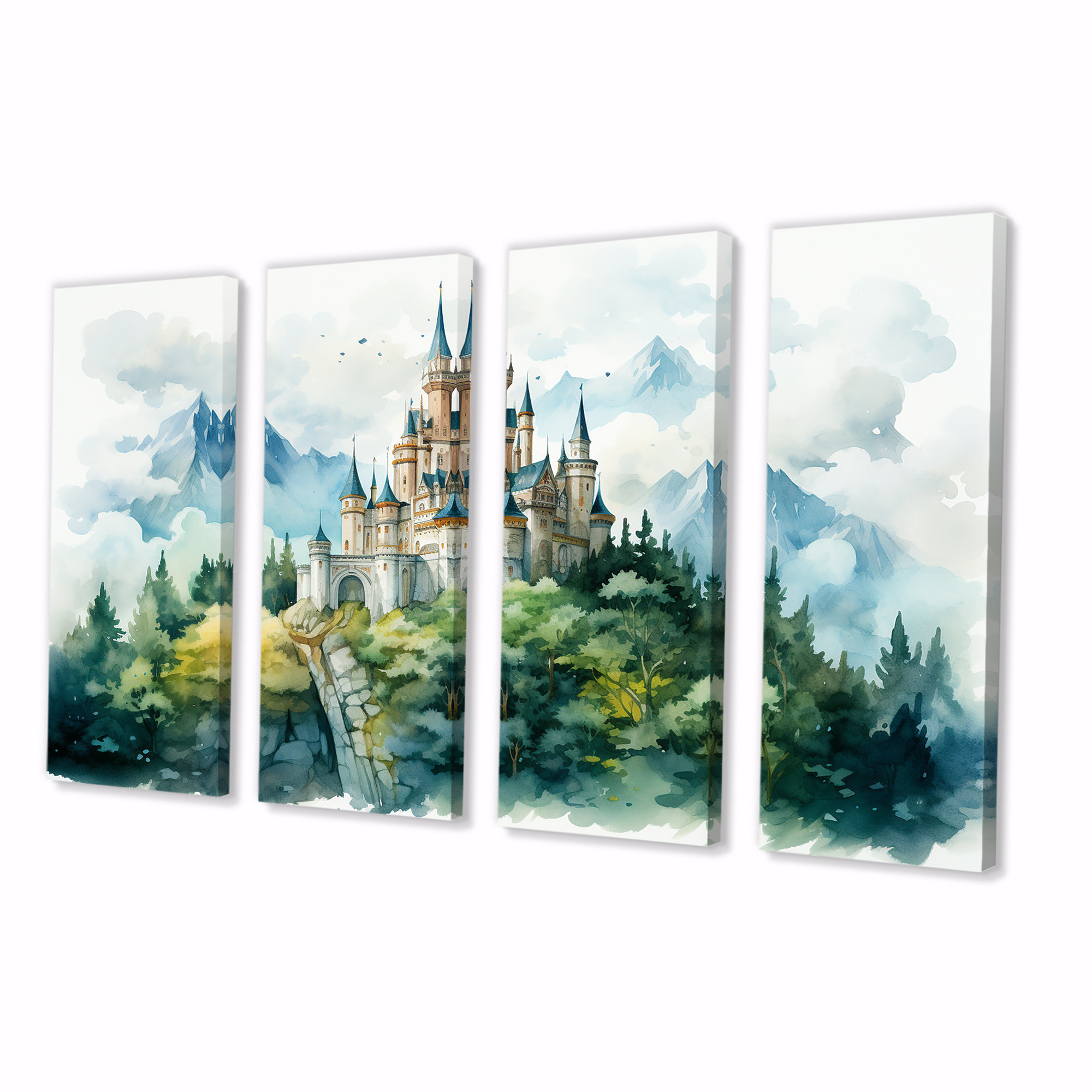 Winston Porter Medieval Castle Mountains - Castles 4 Piece Wall Art ...