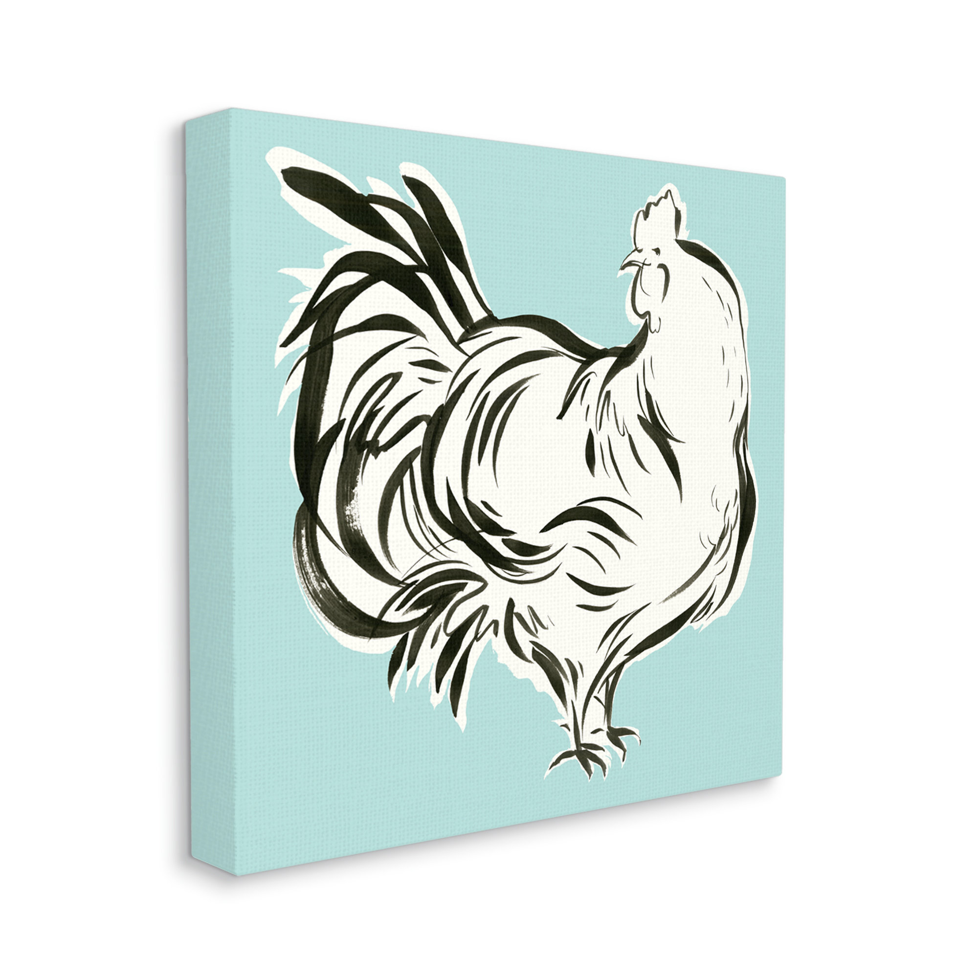 August Grove® Abstract Hen On Blue On Canvas by Laura Marr Print | Wayfair