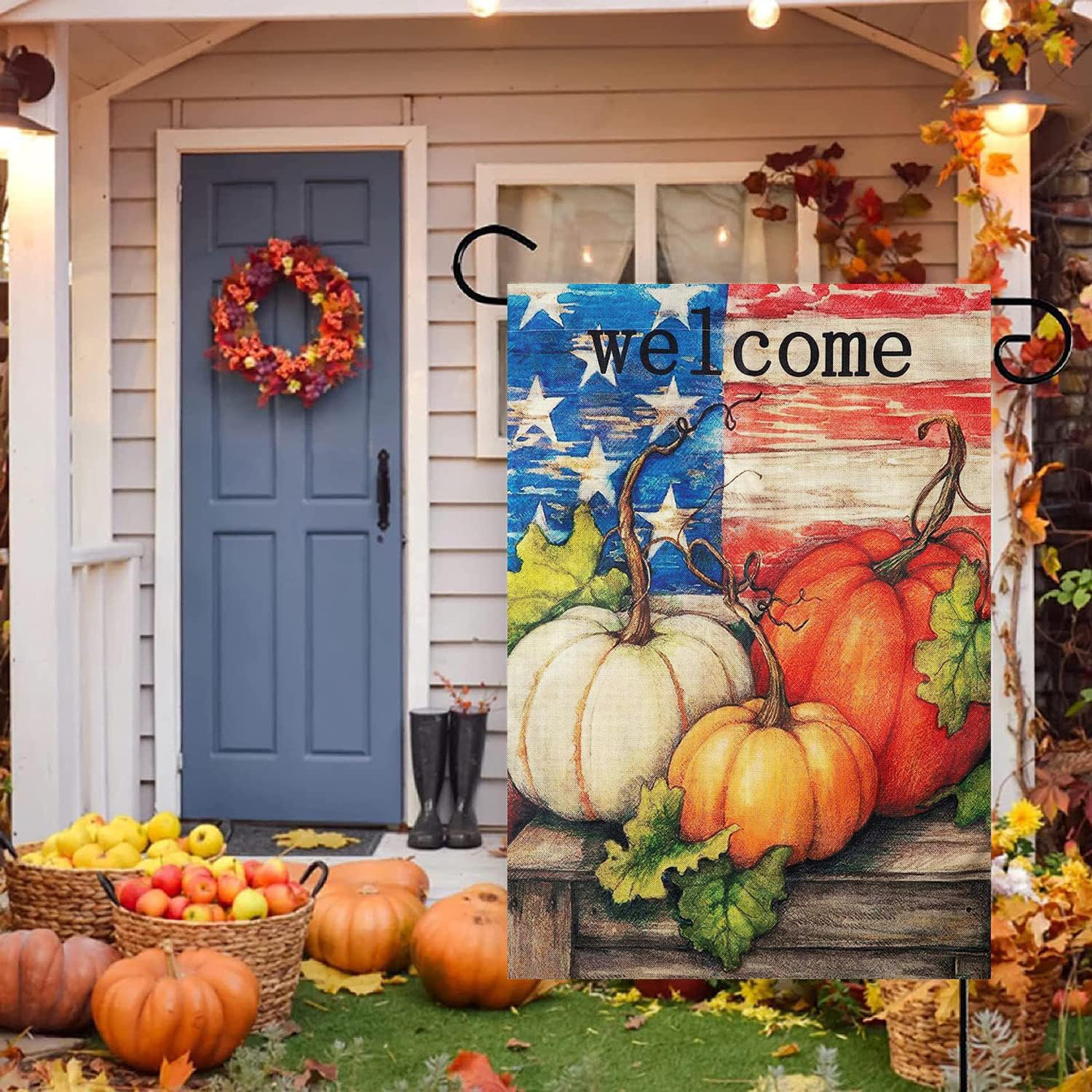 The Holiday Aisle® Automne, bienvenue, jardin, drapeau, action de grâce ...