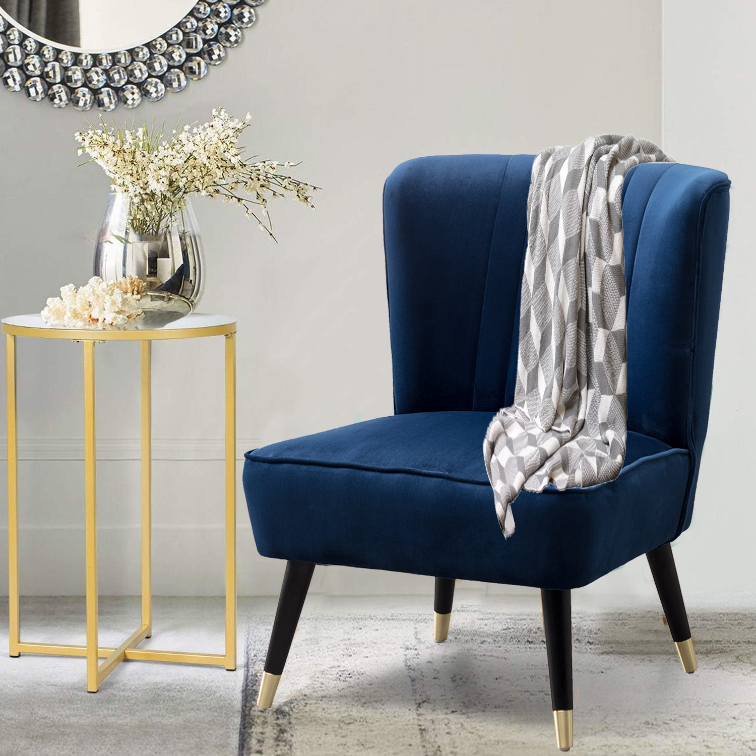 Mercer41 Velvet Upholstered Modern Living Room & Bedroom | Decorative ...