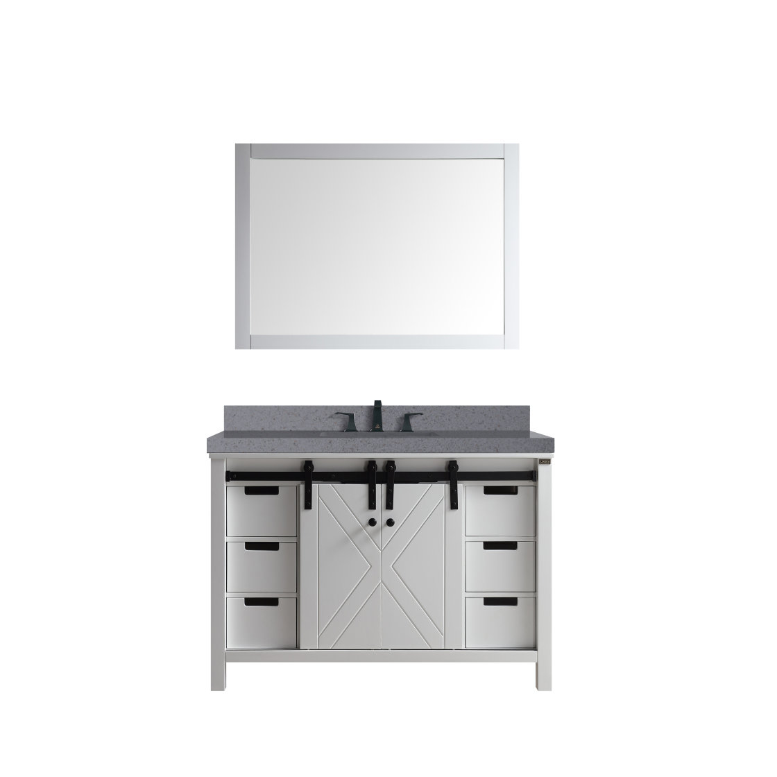 WANDINGT Ash Grey Bath Vanity 48 In. W X 22 In. D, White Quartz ...