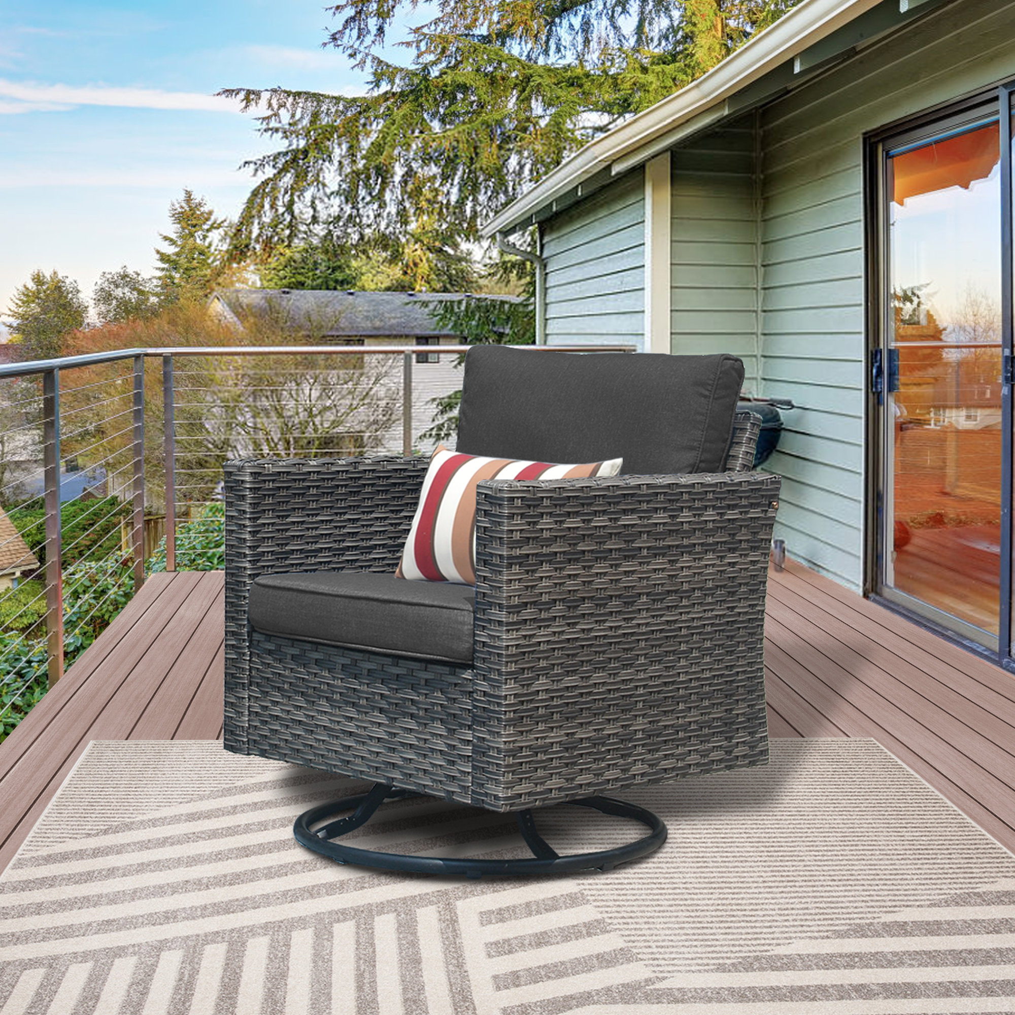 Sol 72 Outdoor™ Osorio Swivel Patio Chair with Cushions & Reviews ...