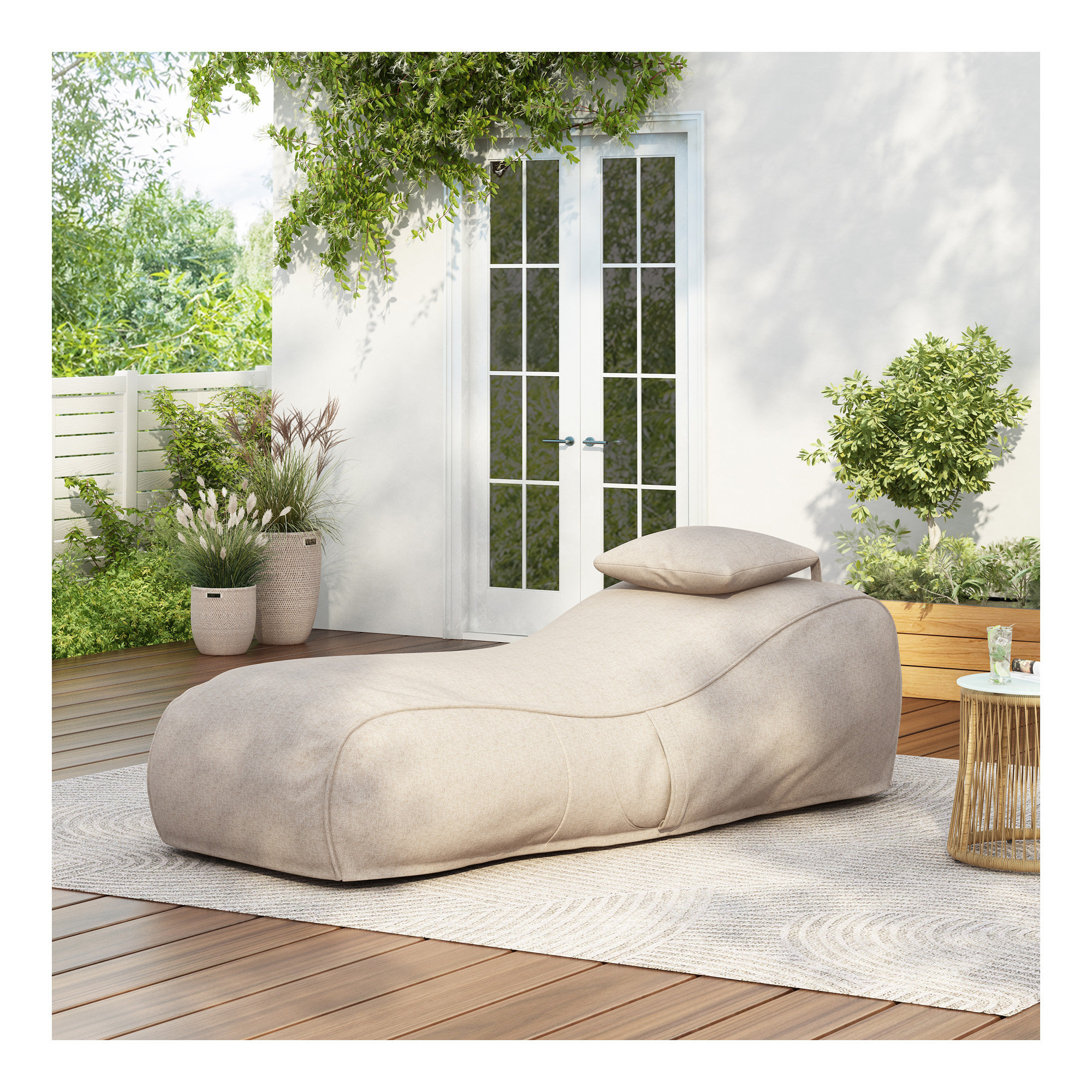 Dakota Fields Lemoore Outdoor Bean Bag Lounge Chair, Dark Beige - Wayfair Canada
