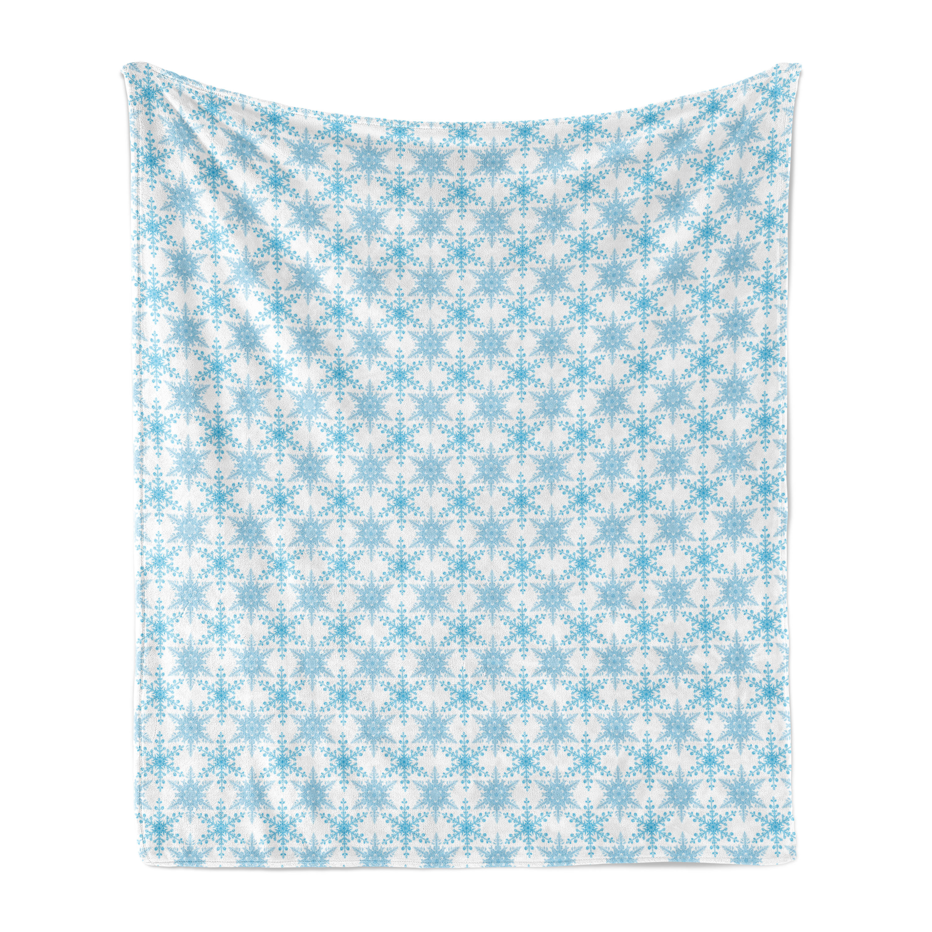 Ambesonne Snowflake Fleece Throw Blanket Snowfall Winter Sky Blue | Wayfair