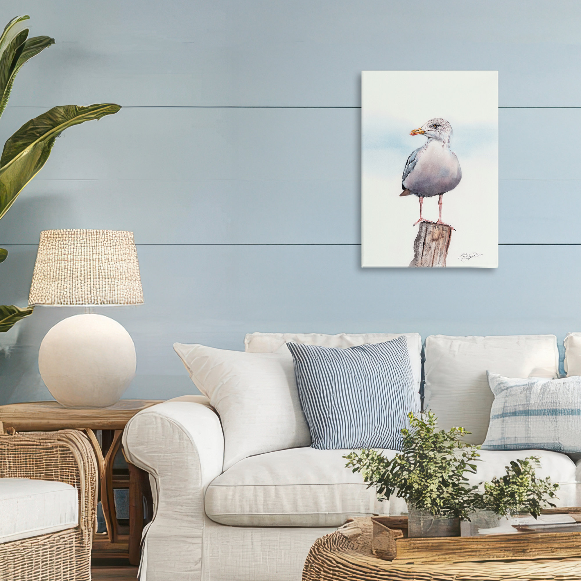 Highland Dunes Seaside Seagull Perch Canvas, design by Cady Driver ...