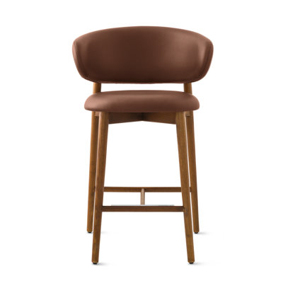Calligaris Oleandro Upholstered Stool with Rounded Back and Metal Frame ...