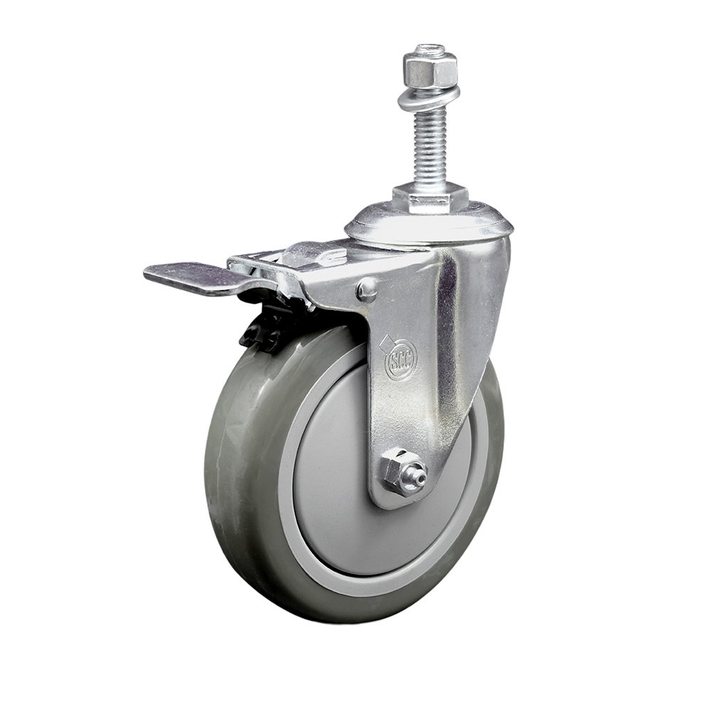 Service Caster 5 Inch Polyurethane Wheel Swivel 3/8 Inch Stem Caster ...