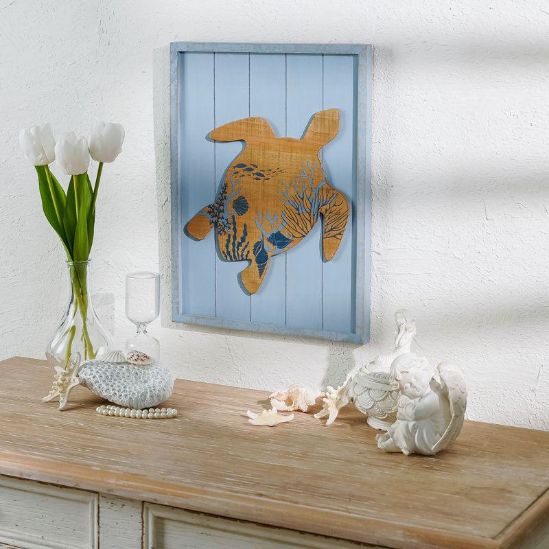 Beachcrest Home™ Rustic Sea Turtle Wood Wall Decor | Wayfair