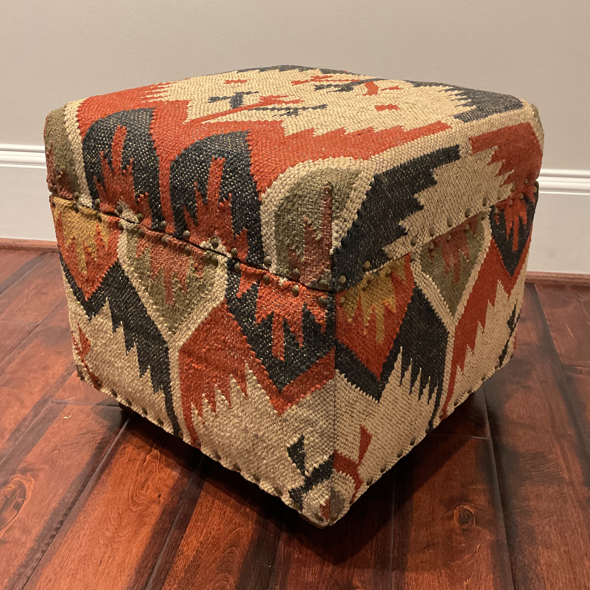 Union Rustic Handmade Kilim Upholstered Wooden Storage Stool | Wayfair