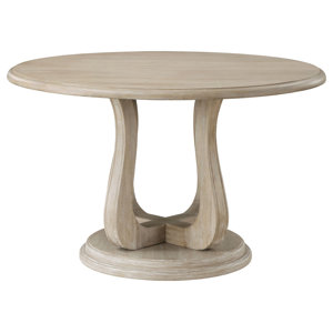 Ophelia & Co. Ducor White Washed Round Dining Table with Pedestal Base ...