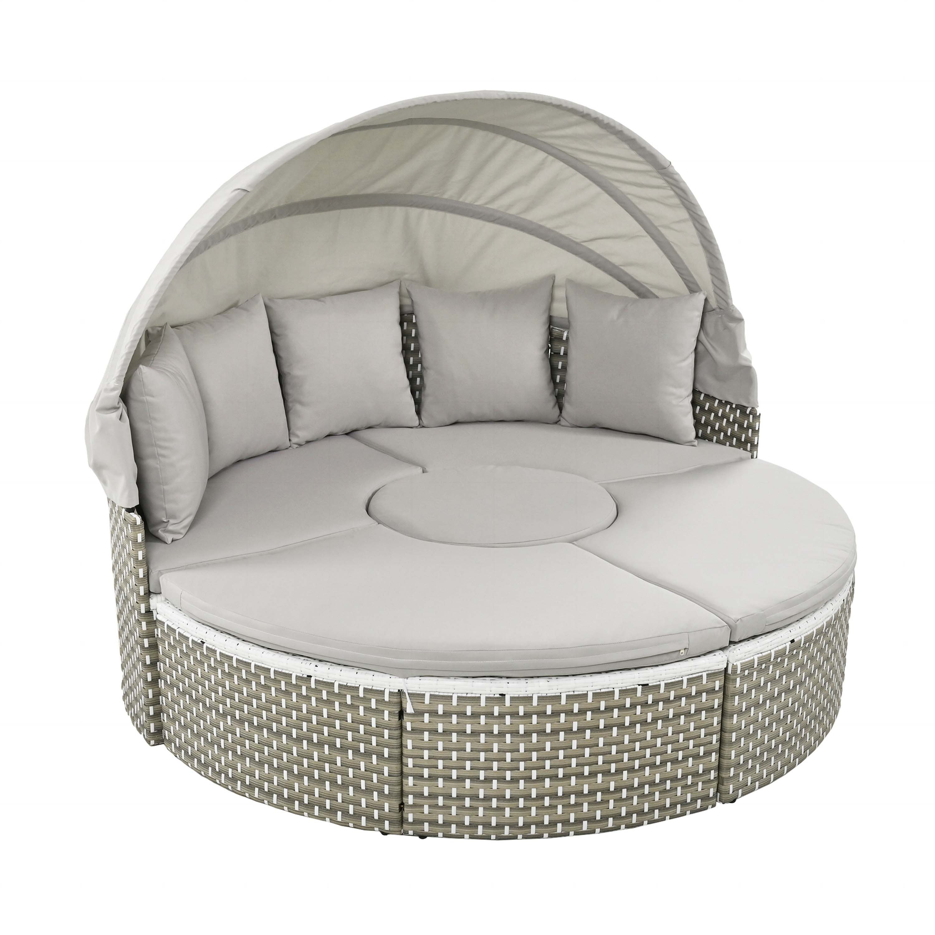 Latitude Run® Patio Furniture Round Outdoor Sectional Sofa Set Rattan ...