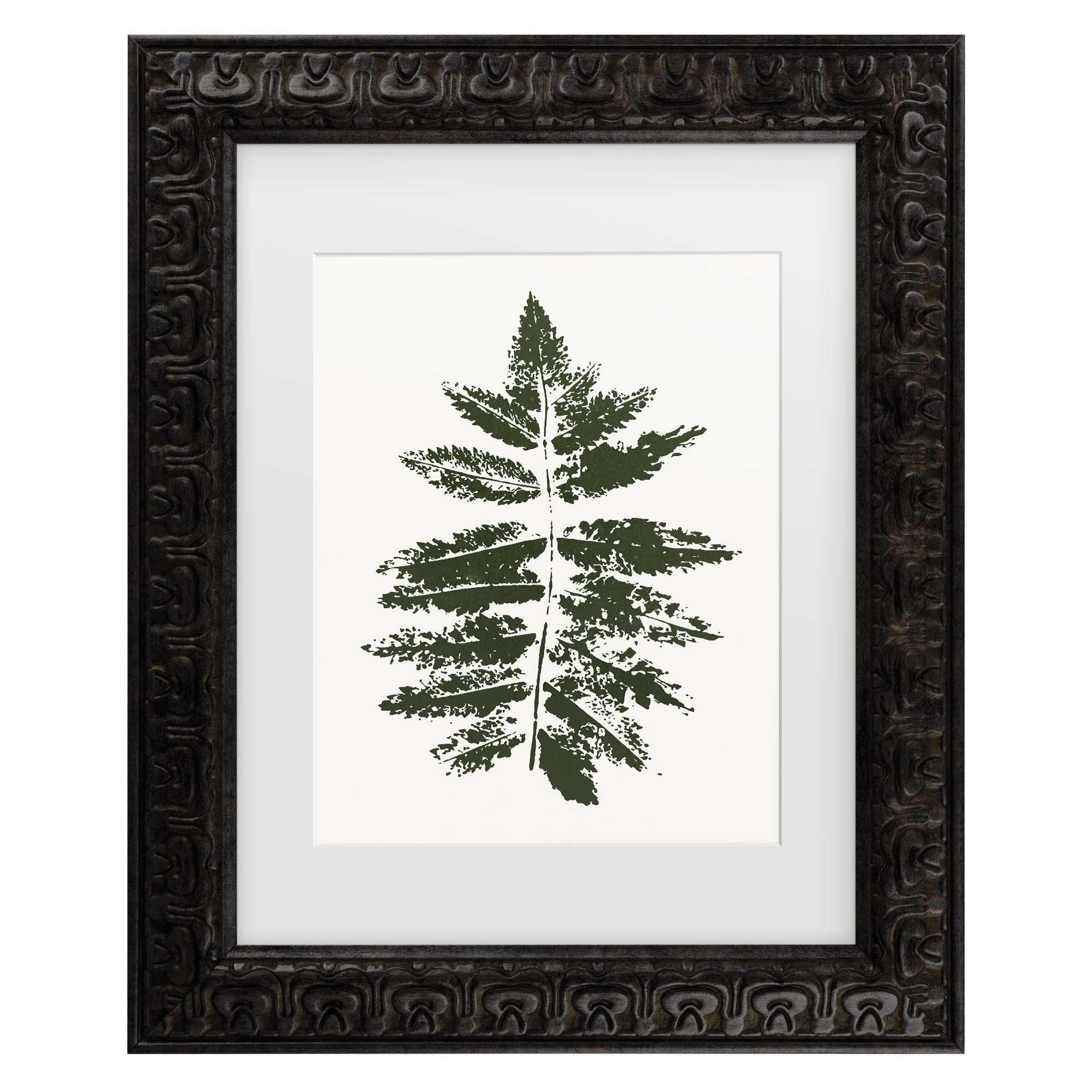 Ebern Designs Bolog Kubistika Oak Leaf Print Matted Framed Art | Wayfair
