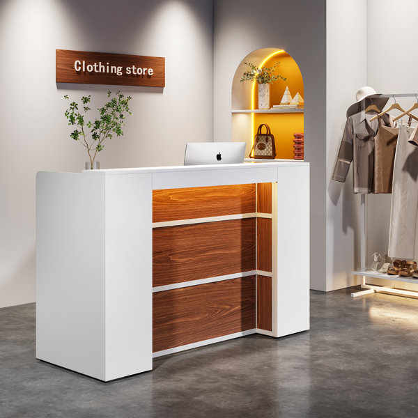 Ebern Designs Reception Desk Front Desk With LED Lights & Reviews | Wayfair