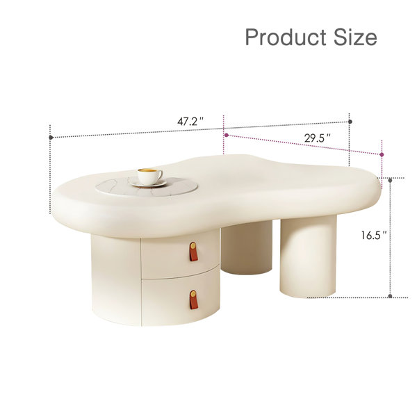 Hokku Designs Rhuaran Modern White Abstract Coffee Table with Storage ...