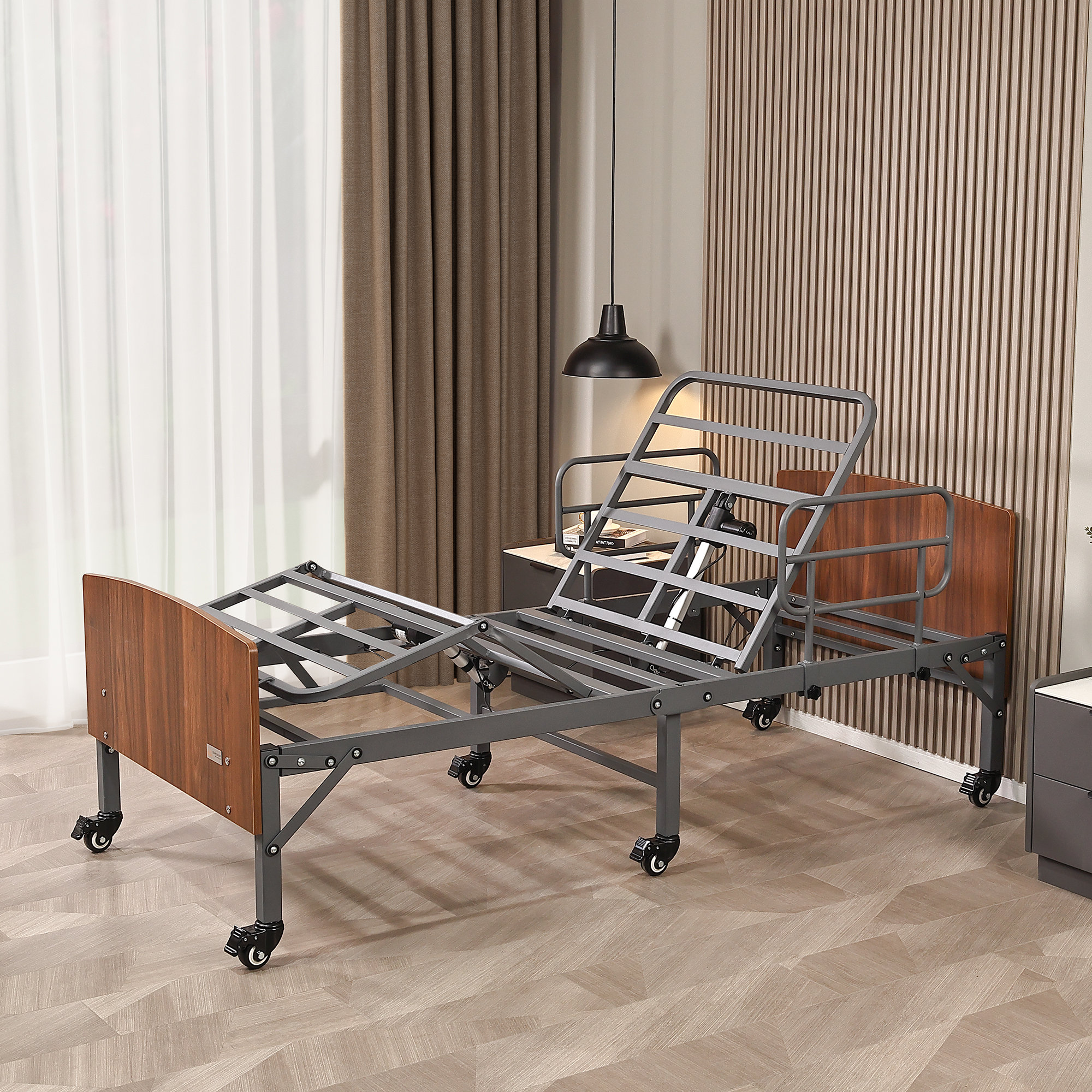 ESHINE Hospital Bed For Home Care Medical Facilities With Pedal Locking ...