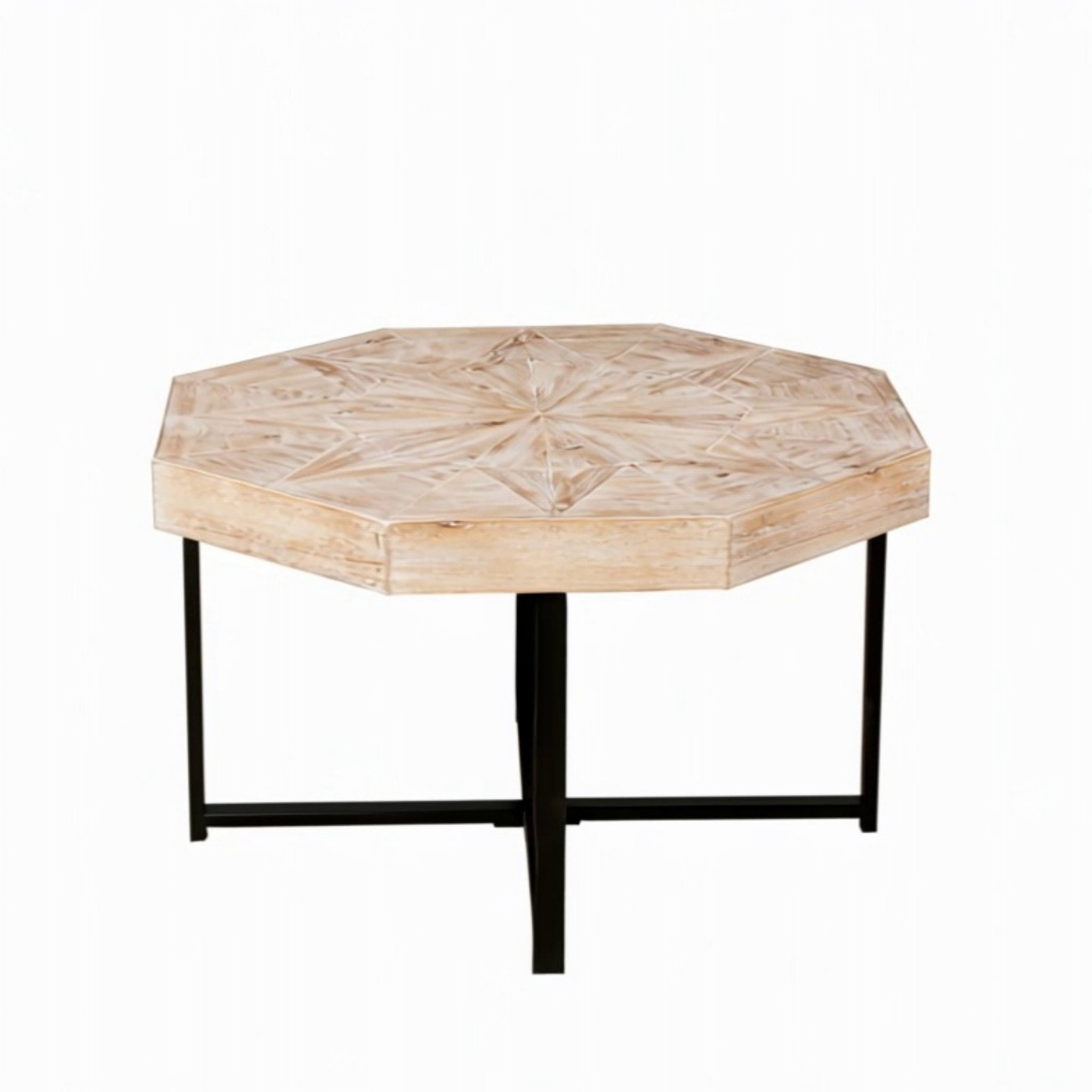 Latitude Run® 30 Inch Wooden Table Top Cross Metal Legs Coffee Table ...