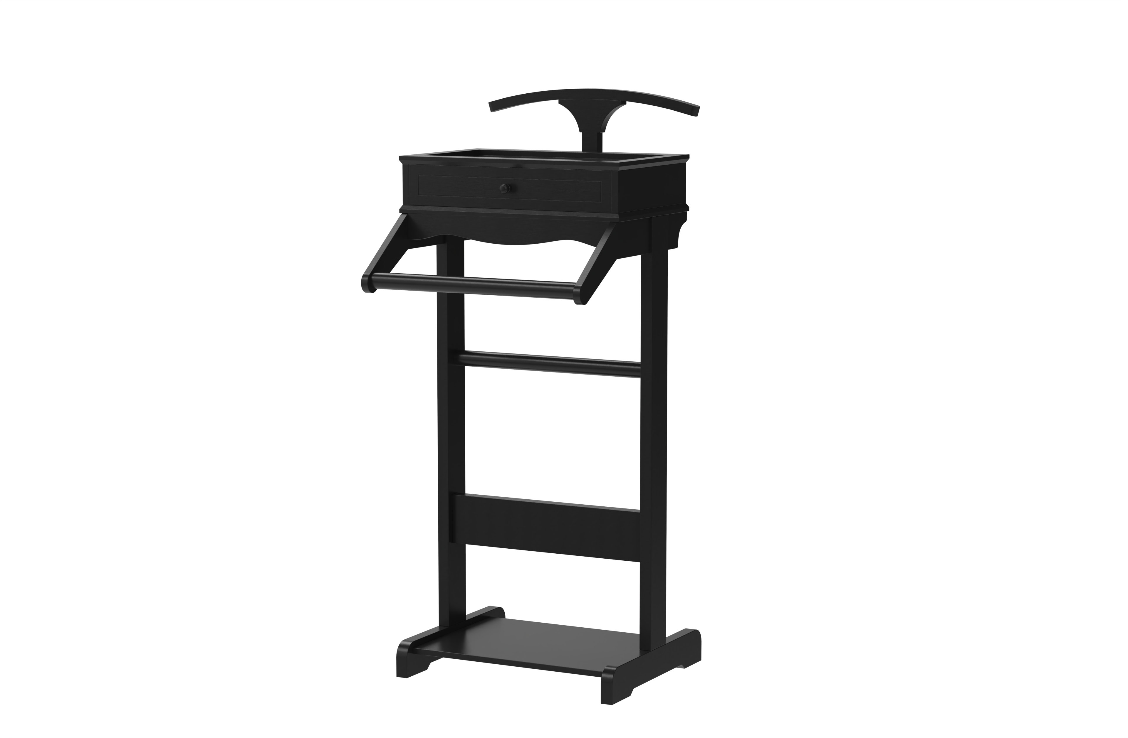 Latitude Run® Clothing Rack With Storage Shelves, Wooden Valet Stand ...