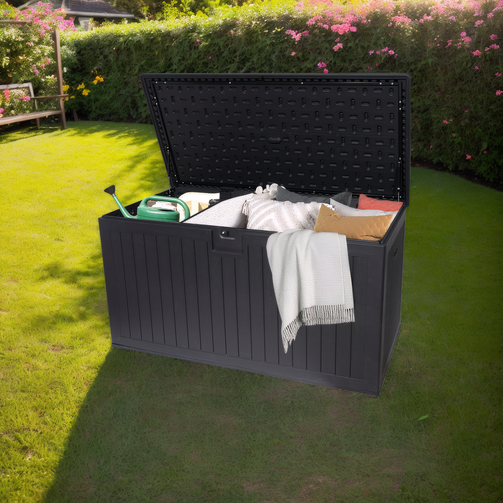 VOLBAL Extra Large Waterproof Deck Box - 230/260 Gallon Lockable ...