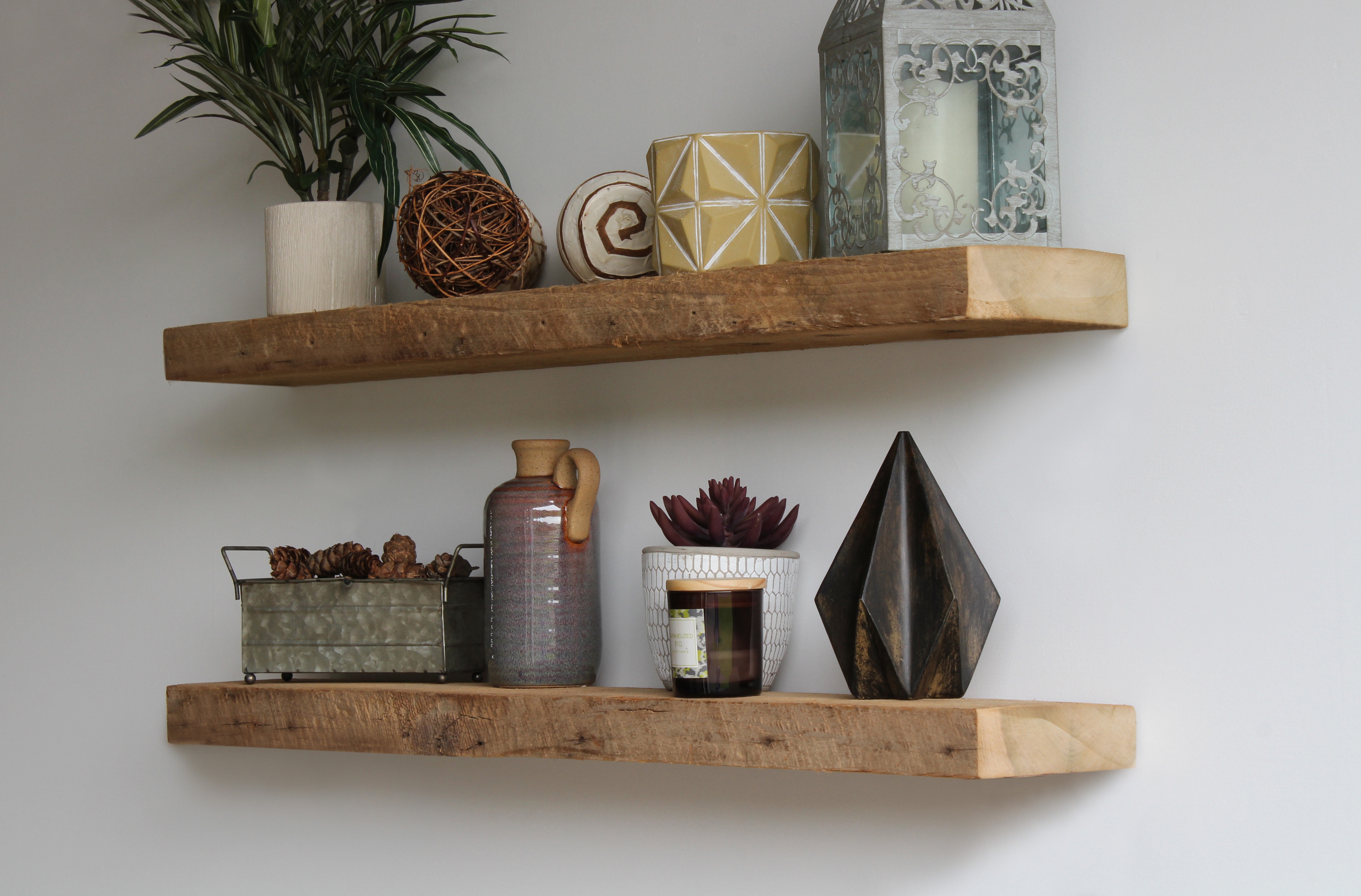 Gracie Oaks Joao 2 Piece Solid Wood Floating Shelf with Reclaimed Wood ...