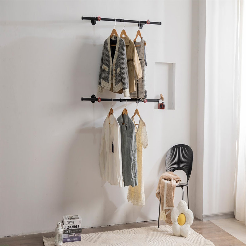 Rebrilliant Nikira Metal Wall Mounted Clothes Rack | Wayfair