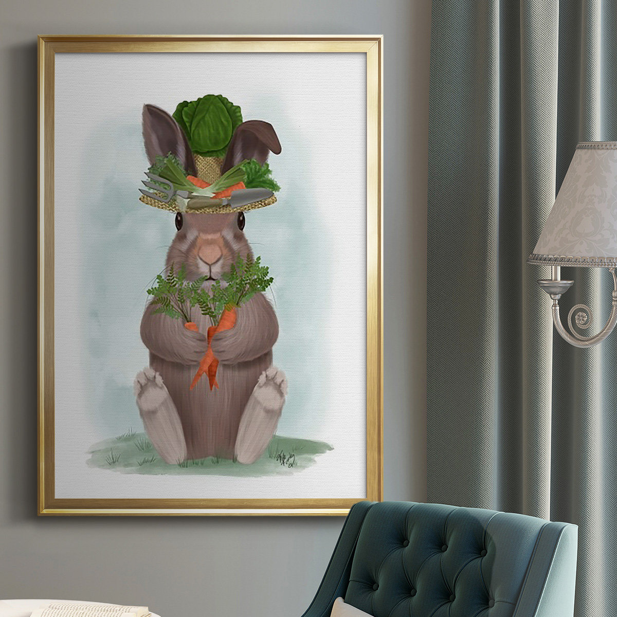 Trinx Rabbit Carrot Hat Premium Framed Print - Ready To Hang - Wayfair ...