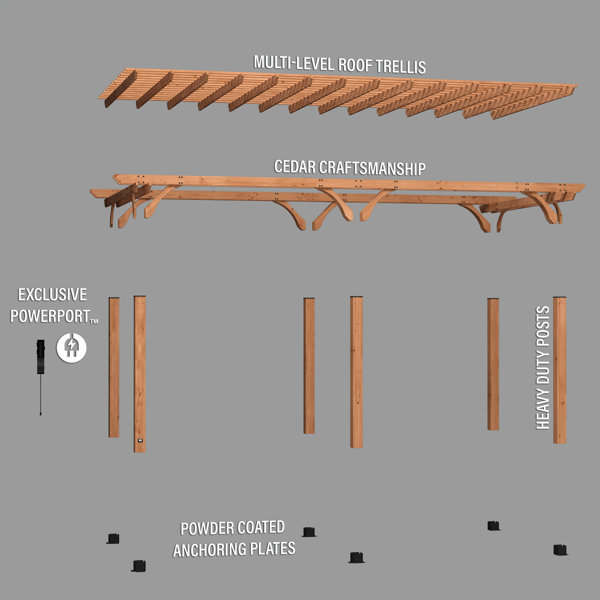 Backyard Discovery Beaumont 24' x 12' Cedar Wood Outdoor Patio Pergola ...